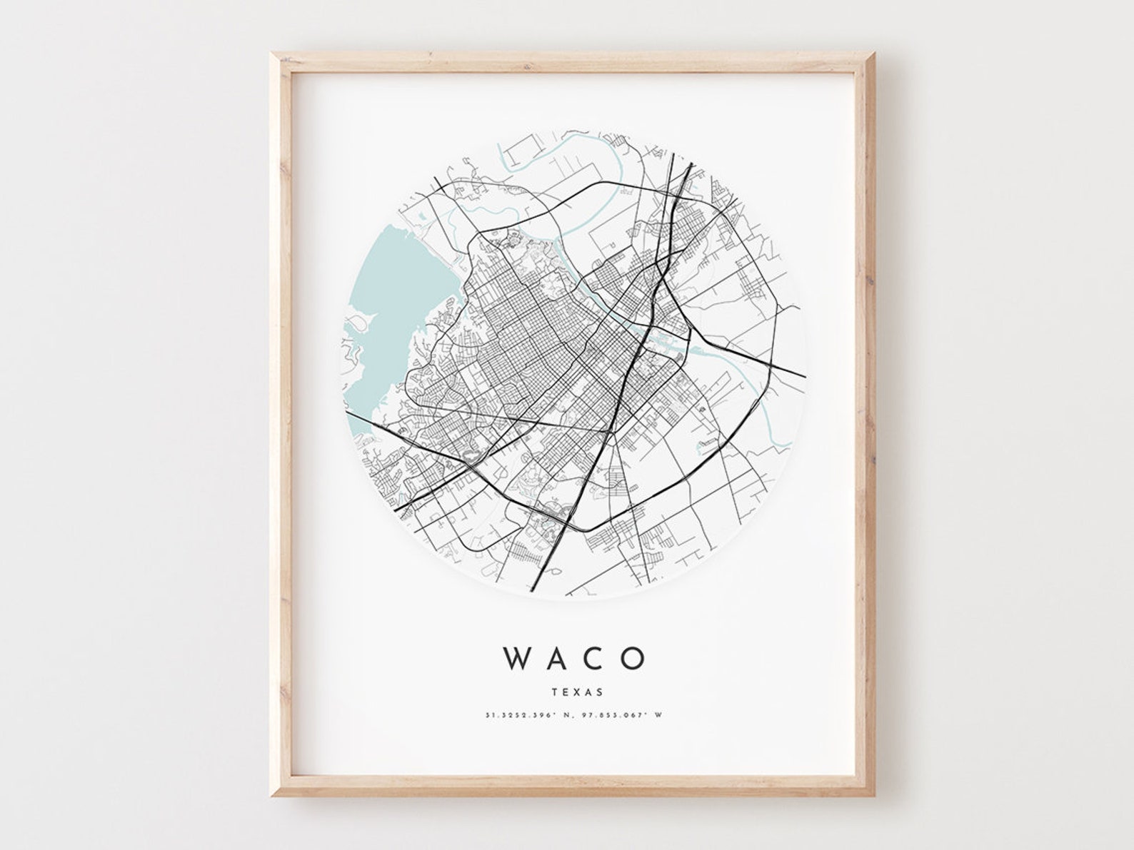 Waco Map Print Waco Map Poster City Wall Art Tx Road Map - Etsy
