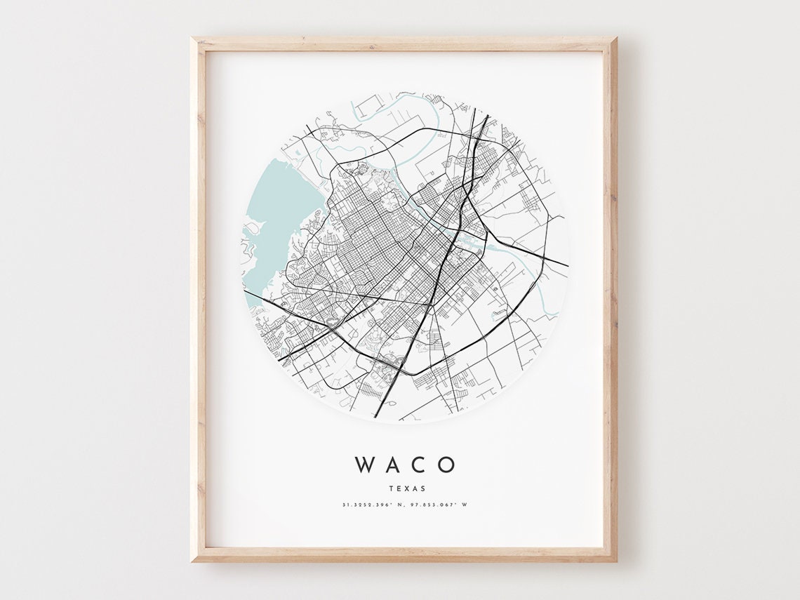 Waco Map Print Waco Map Poster City Wall Art Tx Road Map - Etsy