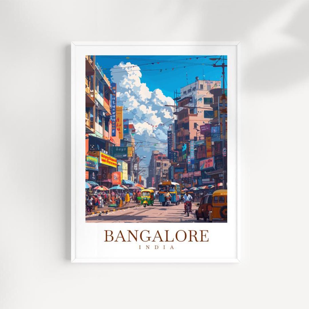 Bangalore India Travel Poster: Colorful Cityscape Wall Art - Etsy