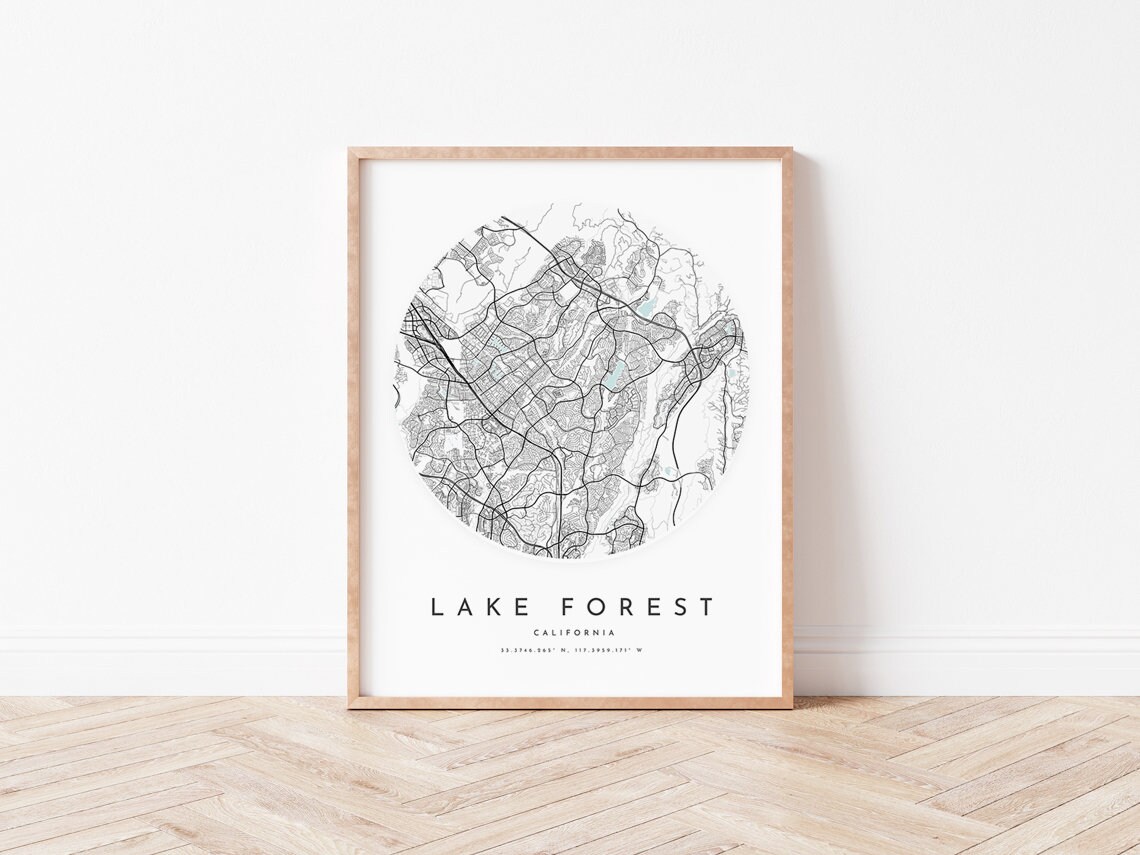 Lake Forest Map Print Lake Forest Map Poster City Wall Art - Etsy