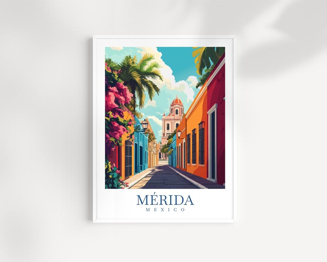 Mérida Mexico Travel Print: Illustrated Yucatán Cityscape Poster - Etsy