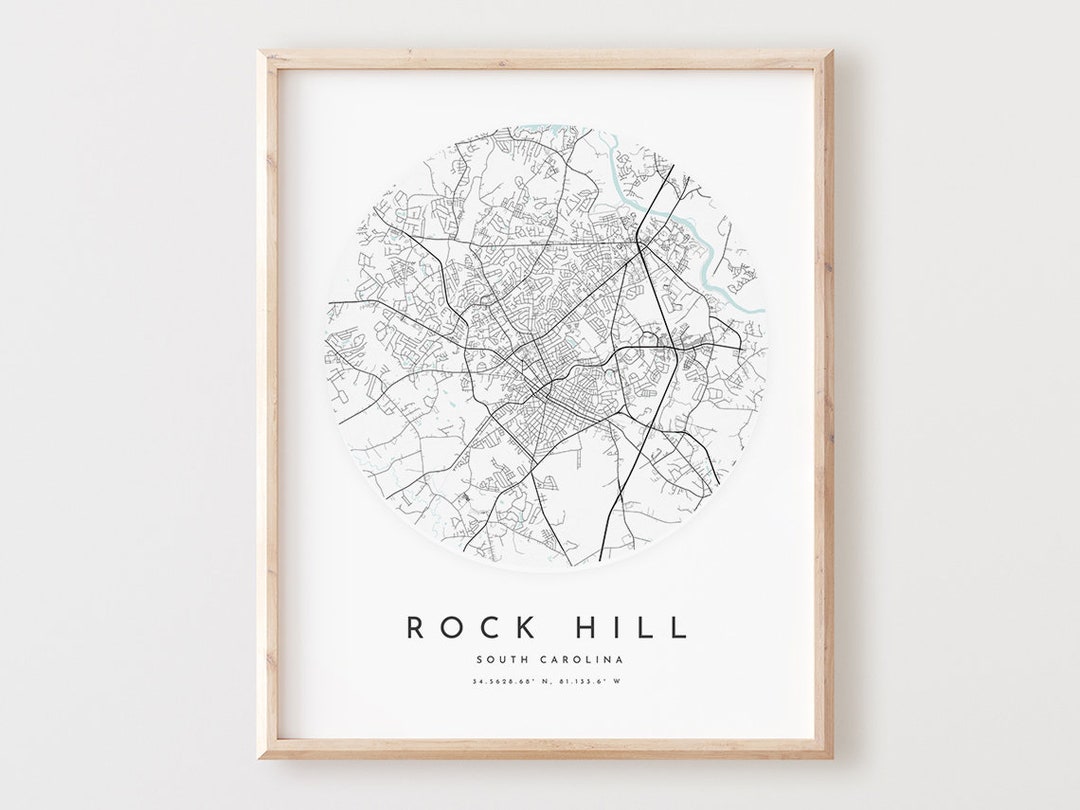 Rock Hill Map Print, Rock Hill Map Poster City Wall Art, Sc Road Map ...