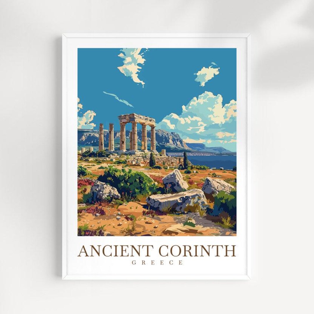Ancient Corinth Travel Print Greece Poster Ancient Corinth Art Print ...