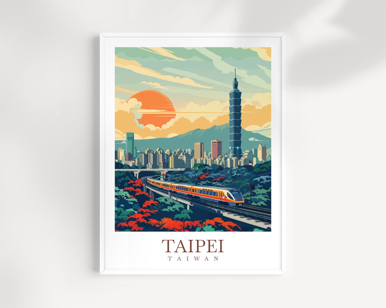 Taipei Travel Print Wall Art Taiwan Wall Hanging Home Décor Gift Taipei ...