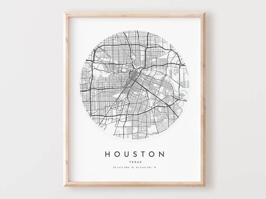 Houston Map Print, Houston Map Poster City Wall Art, Tx Road Map, Texas ...