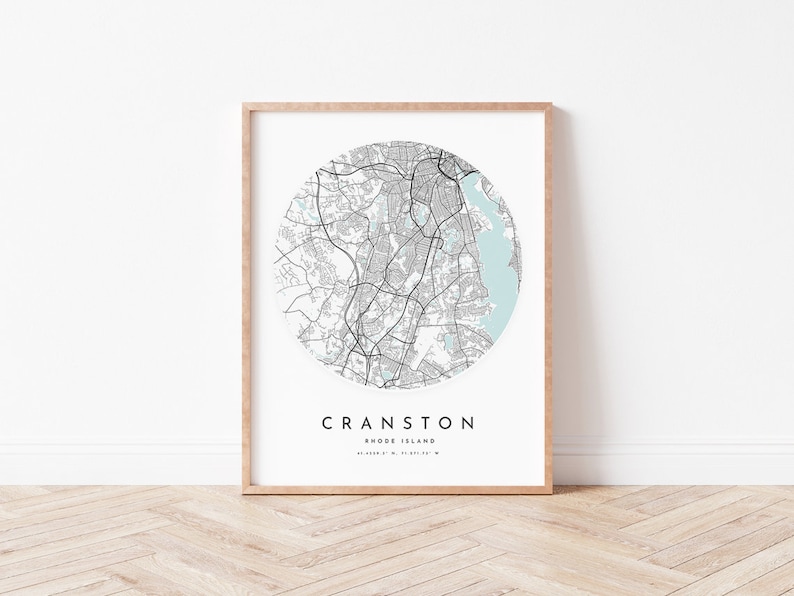 Cranston Map Print, Cranston Map Poster City Wall Art, Ri Road Map ...