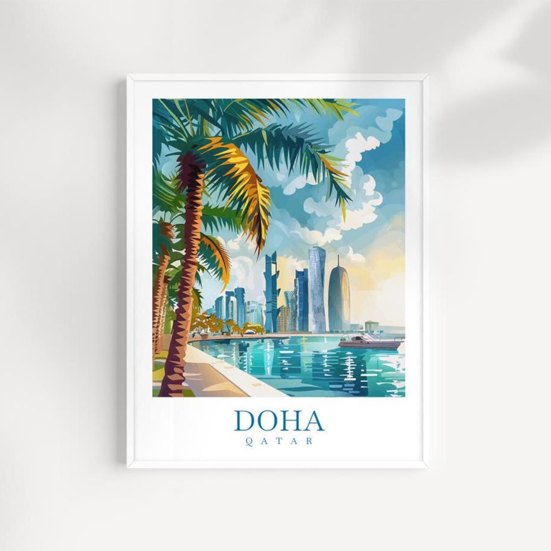 Doha Qatar Travel Poster: Personalized City Wall Art - Etsy