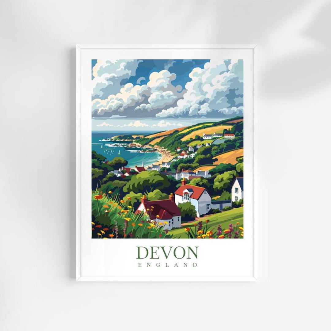 Devon City Travel Print Wall Art Devon Wall Hanging Home Décor England ...