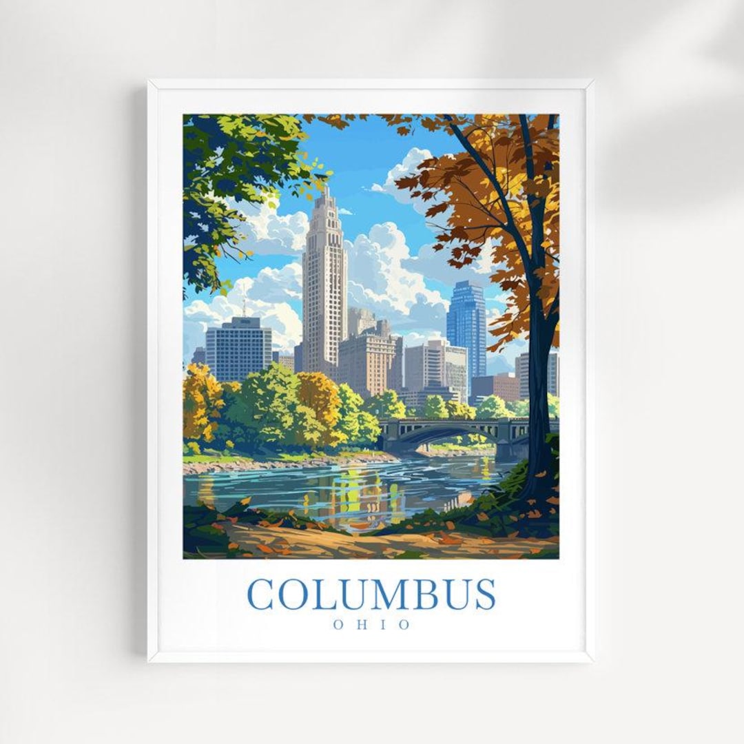 Columbus Travel Print Ohio Poster Wall Art Columbus Wall Hanging Home ...