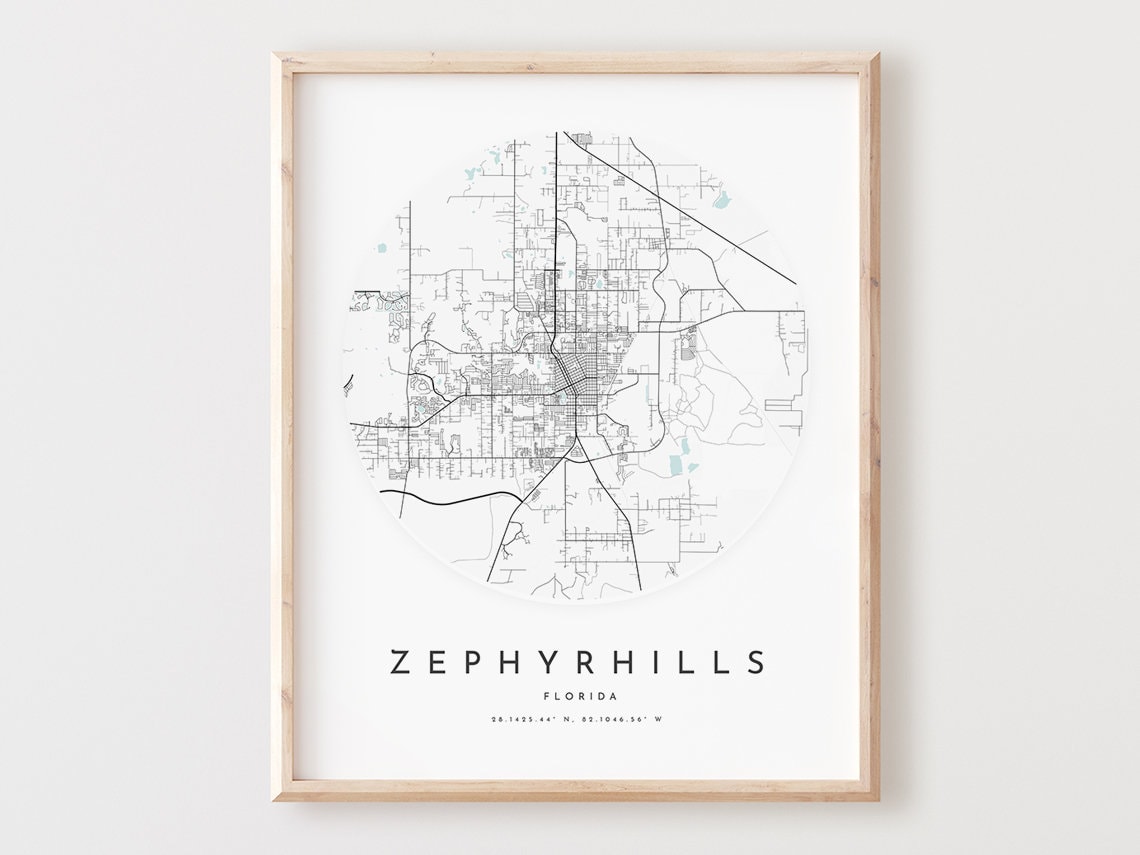 Zephyrhills Map Print, Zephyrhills Map Poster City Wall Art, Fl Road ...