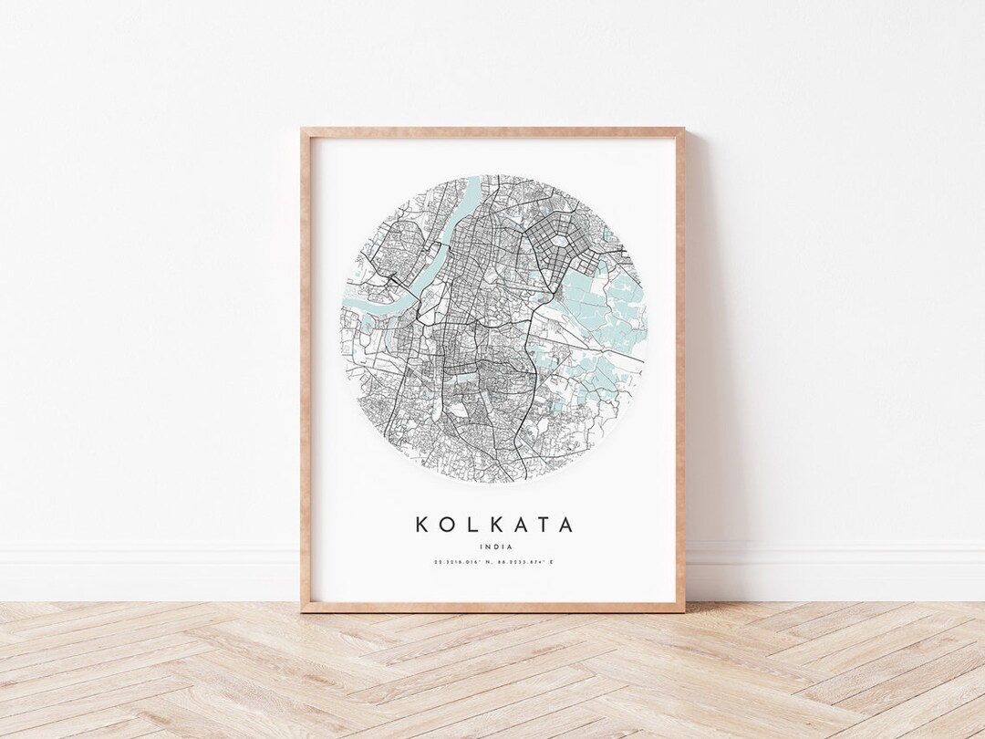 Kolkata Map Print, Kolkata Map Poster City Wall Art, Kolkata Road Map ...