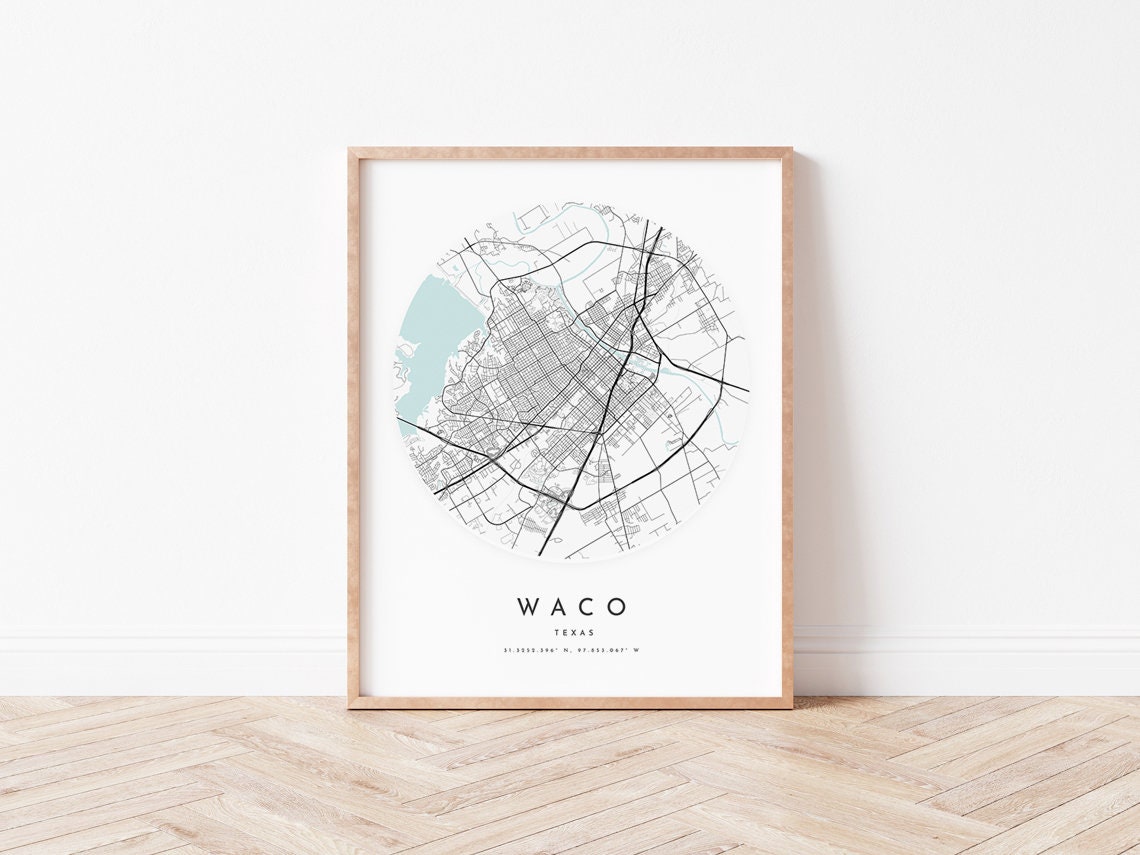 Waco Map Print Waco Map Poster City Wall Art Tx Road Map - Etsy