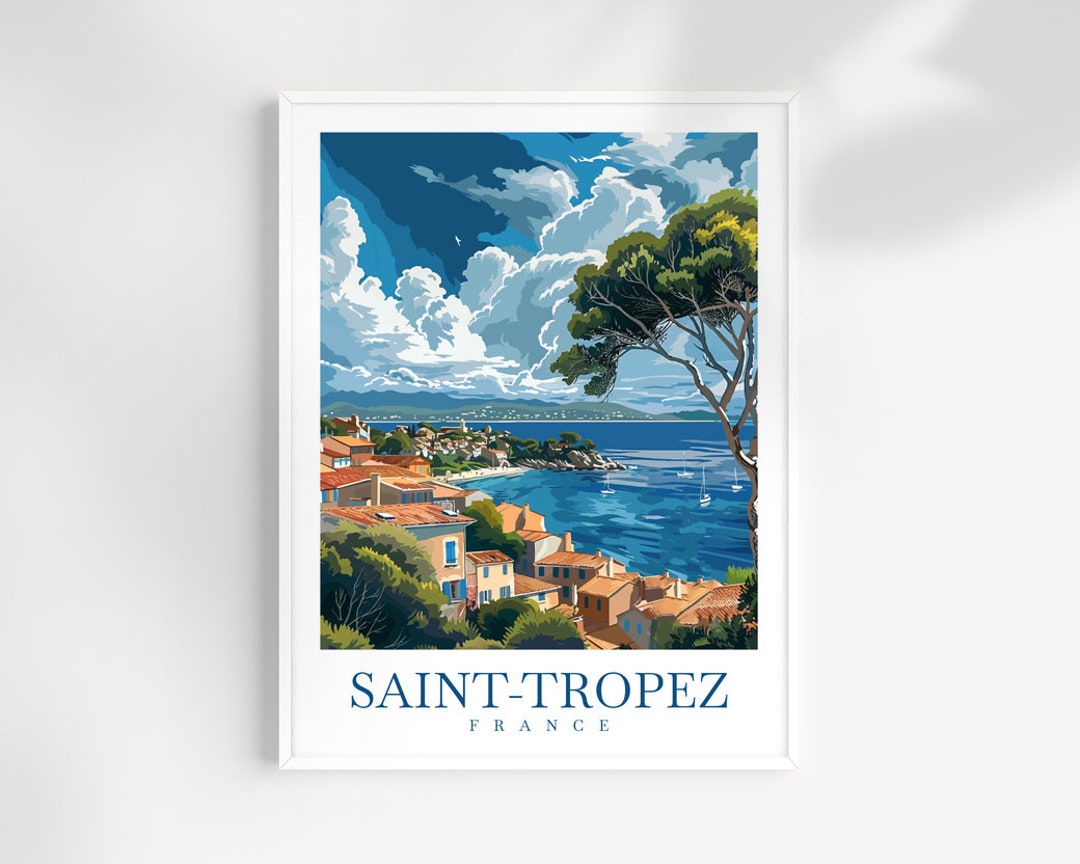 Saint-tropez Print Saint-tropez Home Decor Cityscape Art Print Saint-tropez Wall Art Travel ...