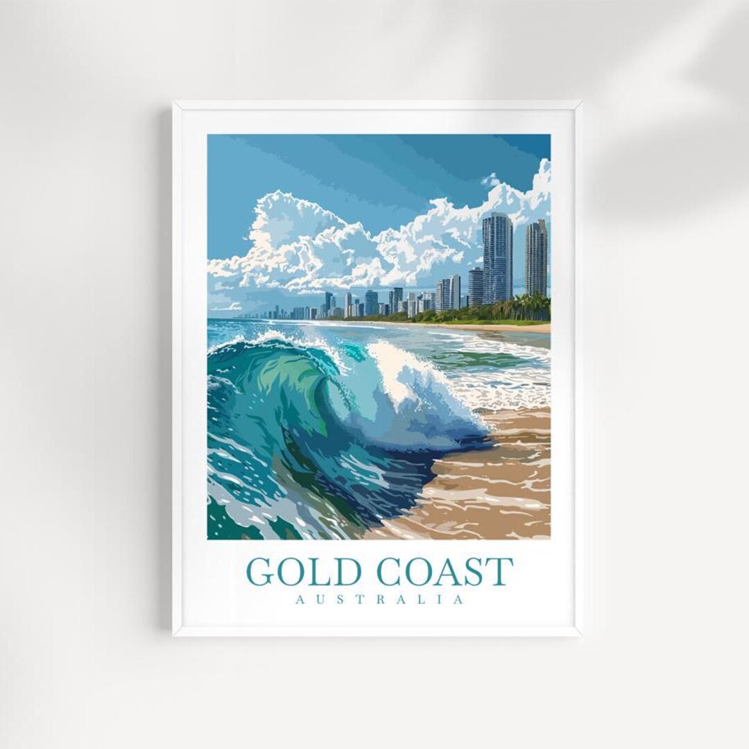Gold Coast Travel Print Australia Poster Wall Art Gold Coast Home Décor ...