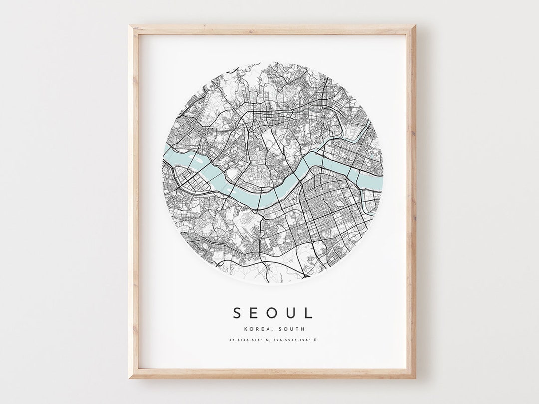 Seoul Map Print, Seoul Map Poster City Wall Art, Seoul Road Map, Seoul ...