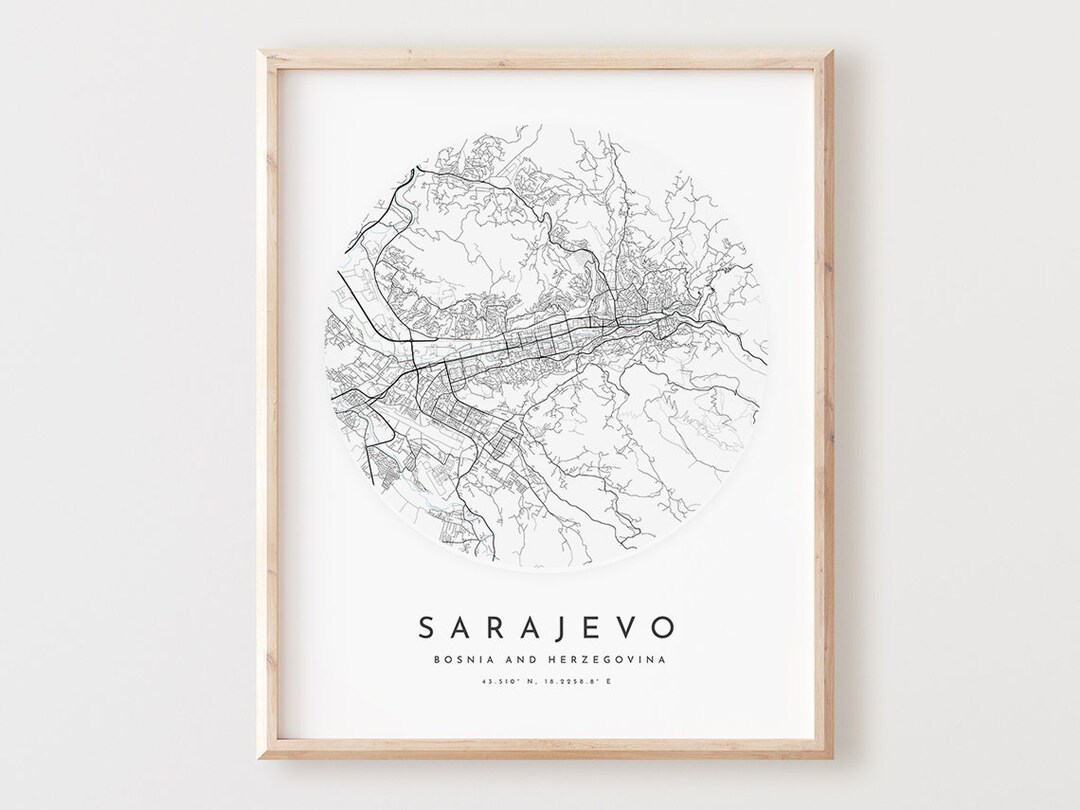 Sarajevo Map Print Sarajevo Map Poster City Wall Art - Etsy