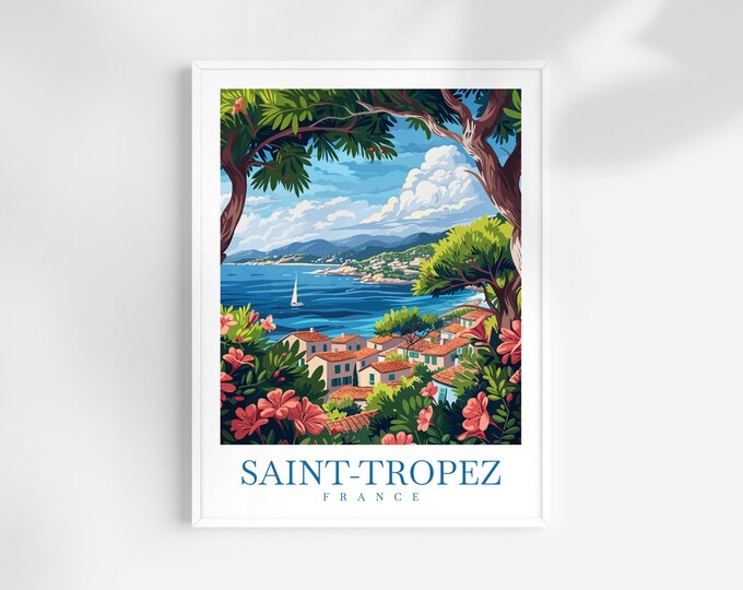 Saint Tropez Print Black and White, French Riviera Wall Art, Saint Tropez Poster, France Travel ...