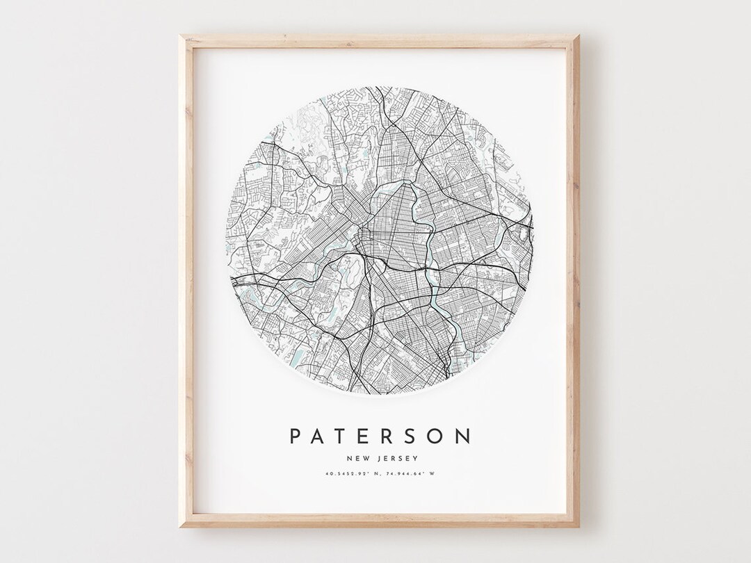 Paterson Map Print Paterson Map Poster City Wall Art Nj Road - Etsy