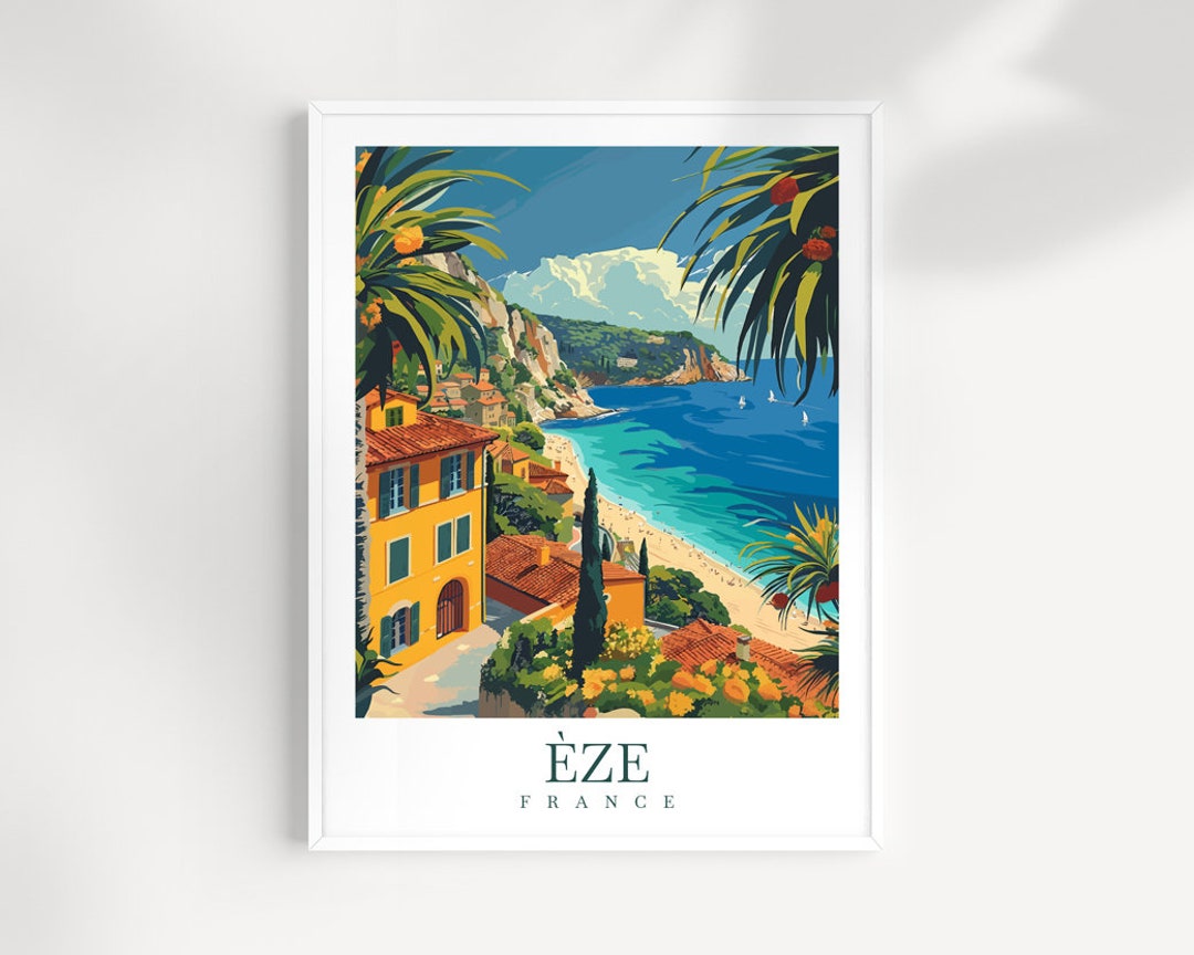 Eze Travel Print Wall Art France Wall Hanging Home Décor Èze Gift Art ...