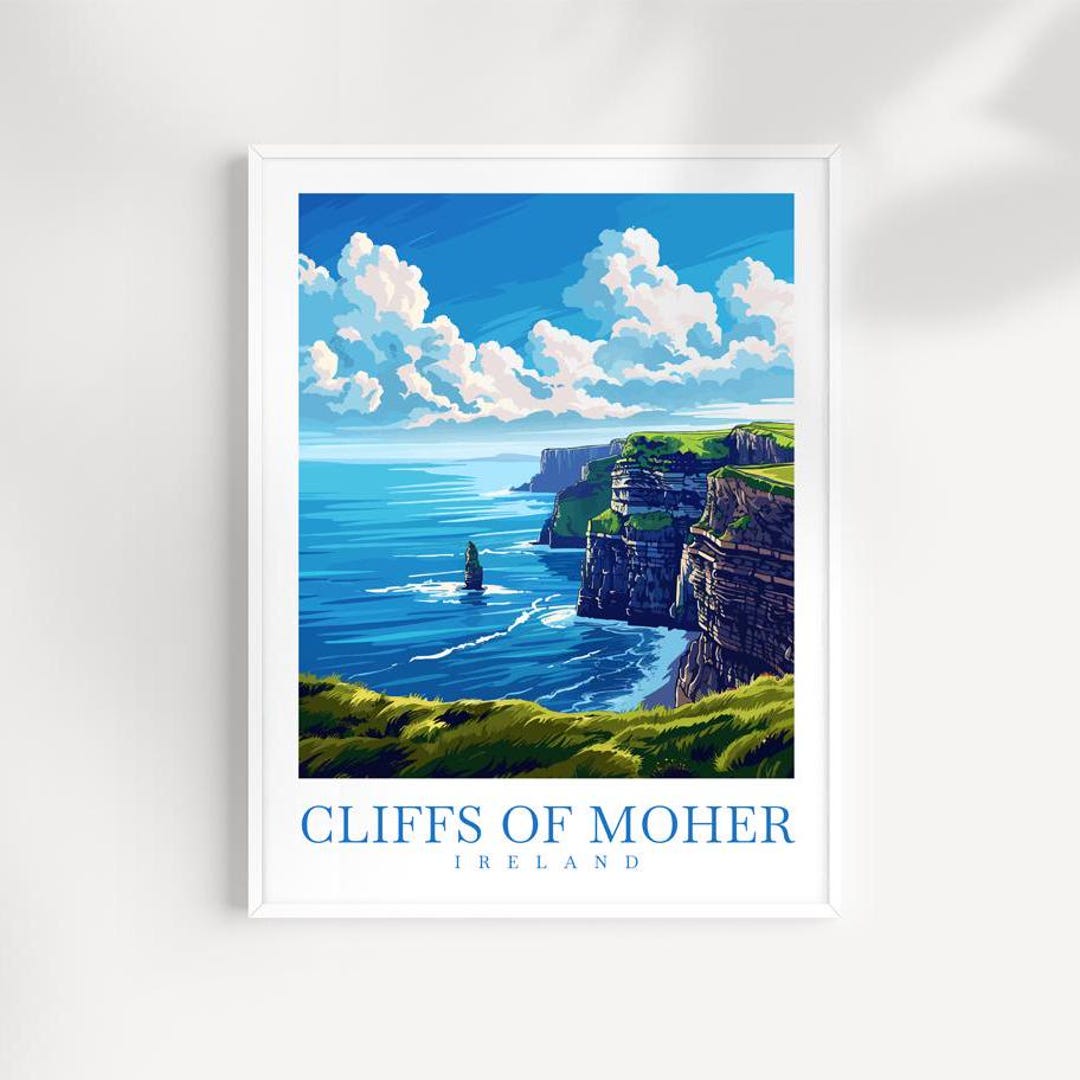 Cliffs of Moher Ireland Travel Poster: Coastal Wall Art - Etsy