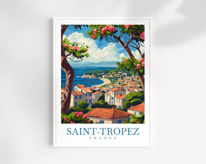 Saint Tropez Print Black and White, French Riviera Wall Art, Saint Tropez Poster, France Travel ...