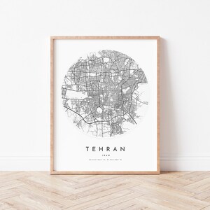 Tehran Map Print, Tehran Map Poster City Wall Art, Tehran Road Map ...