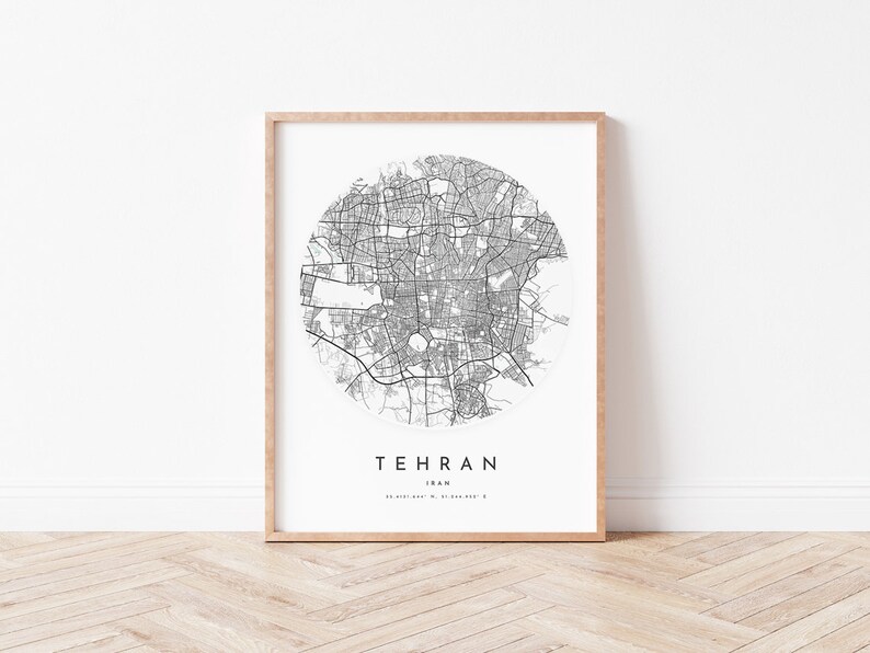 Tehran Map Print Tehran Map Poster City Wall Art Tehran Road - Etsy