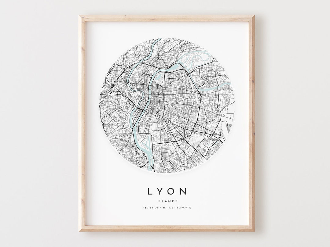Lyon Map Print, Lyon Map Poster City Wall Art, Lyon Road Map, Lyon ...