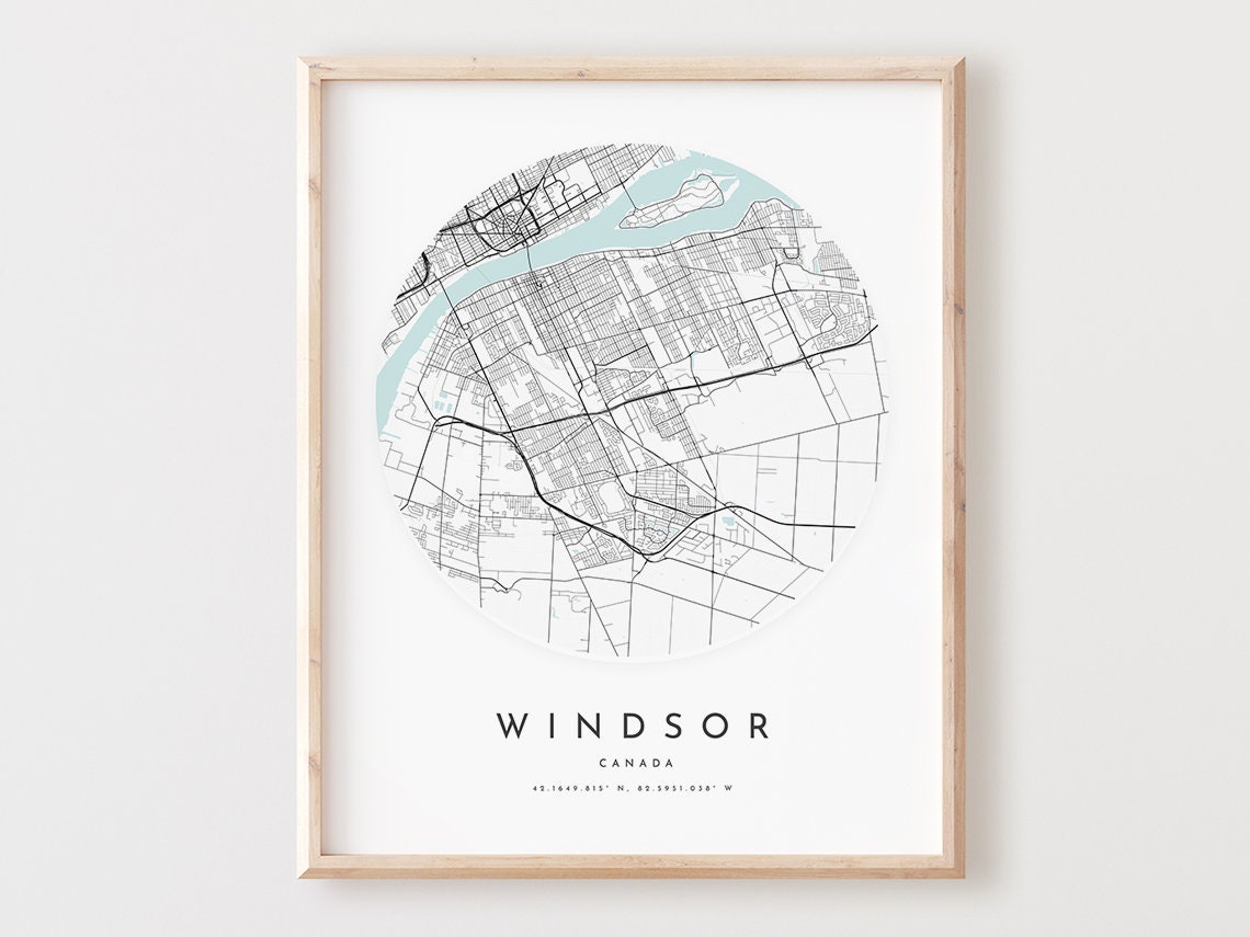 Windsor Map Print Windsor Map Poster City Wall Art Windsor - Etsy