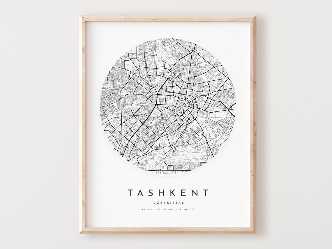 Tashkent Map Print Tashkent Map Poster City Wall Art - Etsy