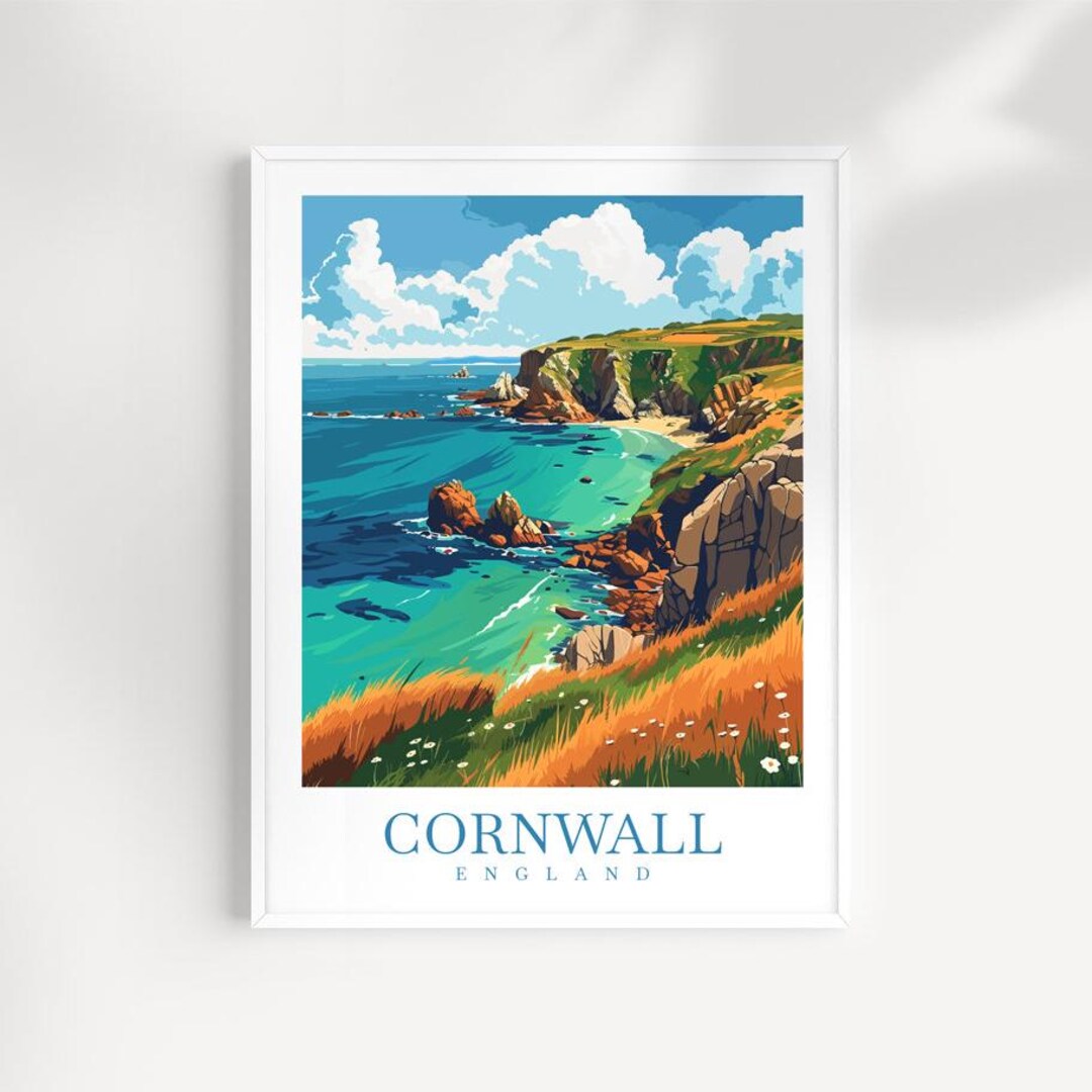 Cornwall Travel Print Cornwall Poster Wall Art England Wall Hanging ...
