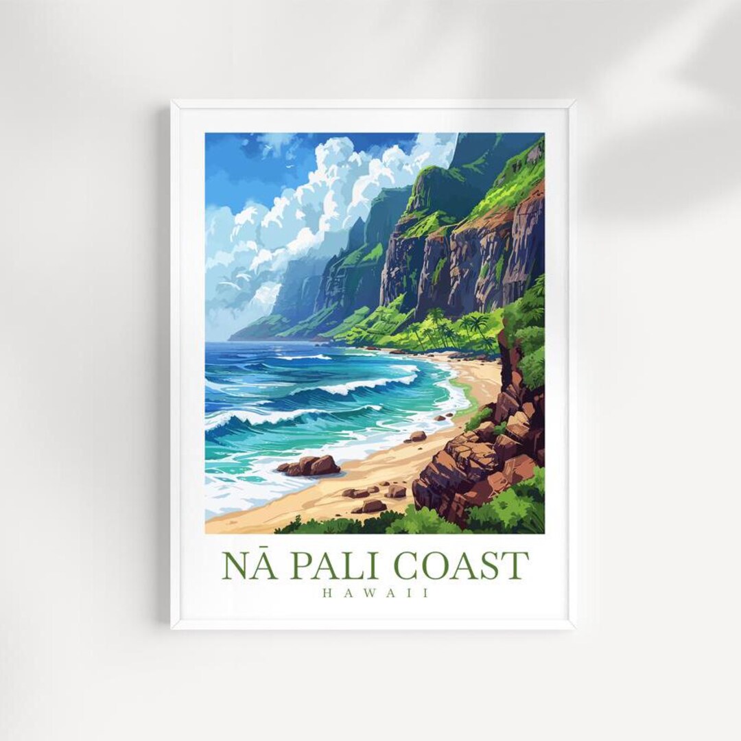 Na Pali Coast Print Travel Print Wall Art Hawaii Wall Hanging Home ...