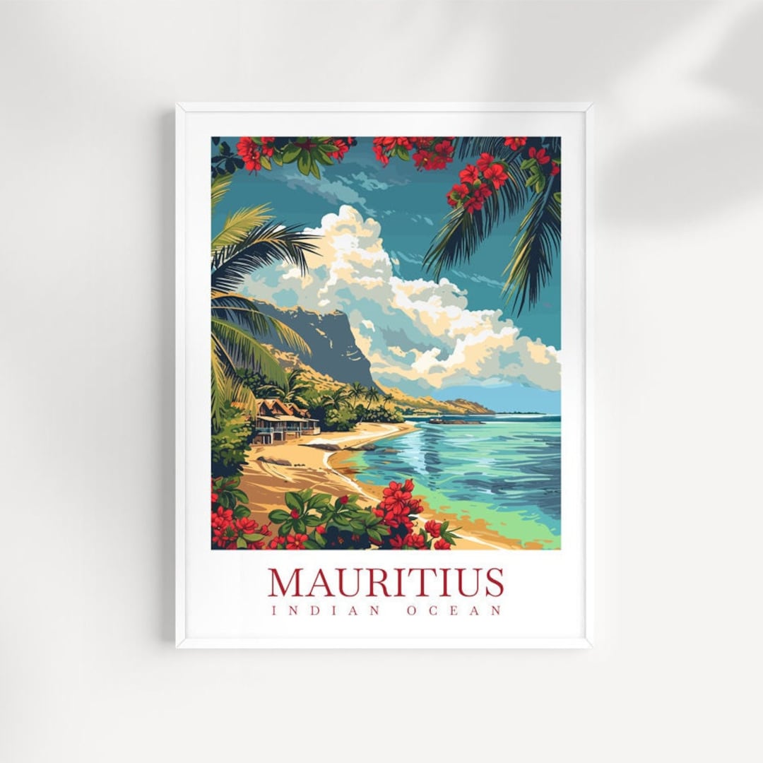 Mauritius Travel Print Wall Art East Africa Wall Hanging Home Décor ...