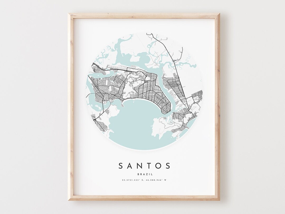 Santos Brazil Map Print: City Street Art Poster - Etsy