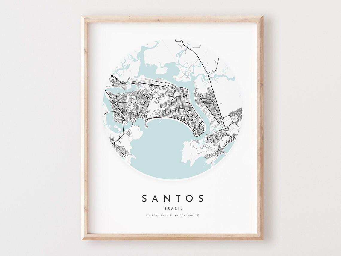 Santos Map Print Santos Map Poster City Wall Art Santos Road - Etsy UK