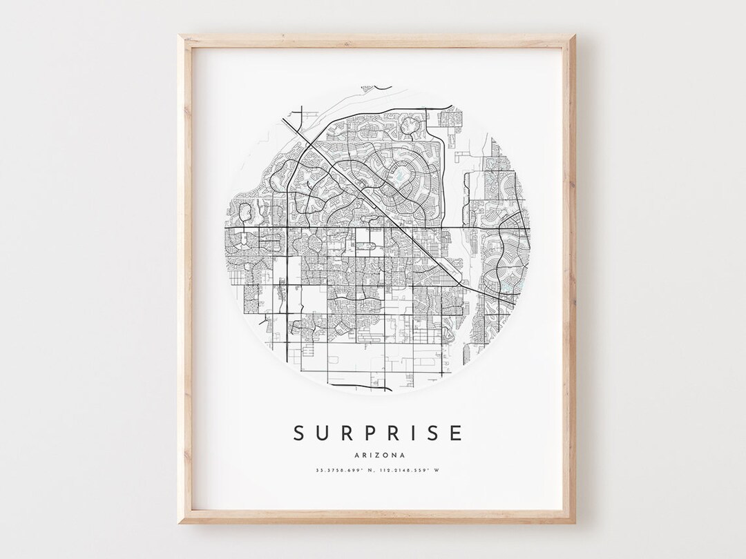 Surprise Map Print, Surprise Map Poster City Wall Art, Az Road Map ...