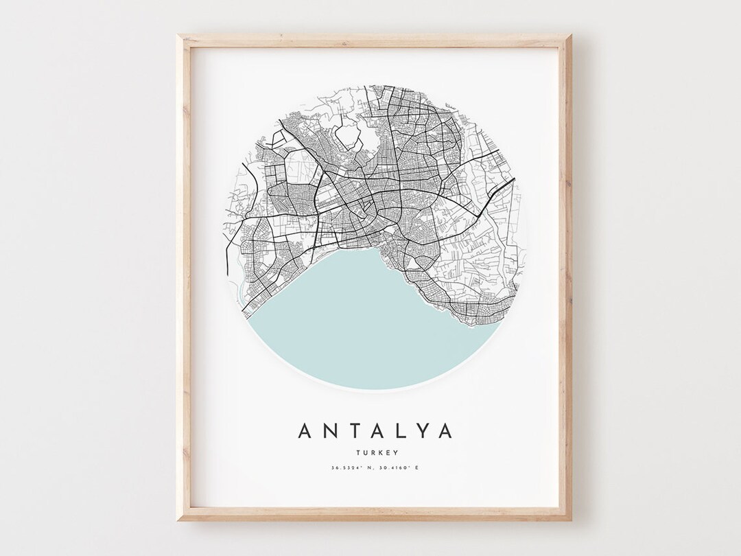 Antalya Map Print, Antalya Map Poster City Wall Art, Antalya Road Map ...