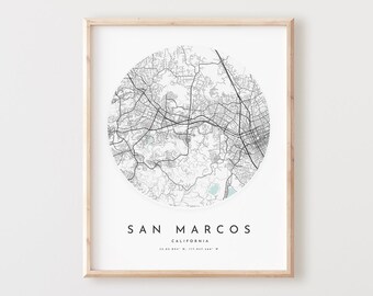 San Marcos Map Print, San Marcos Map Poster Wall Art, Tx City Map ...