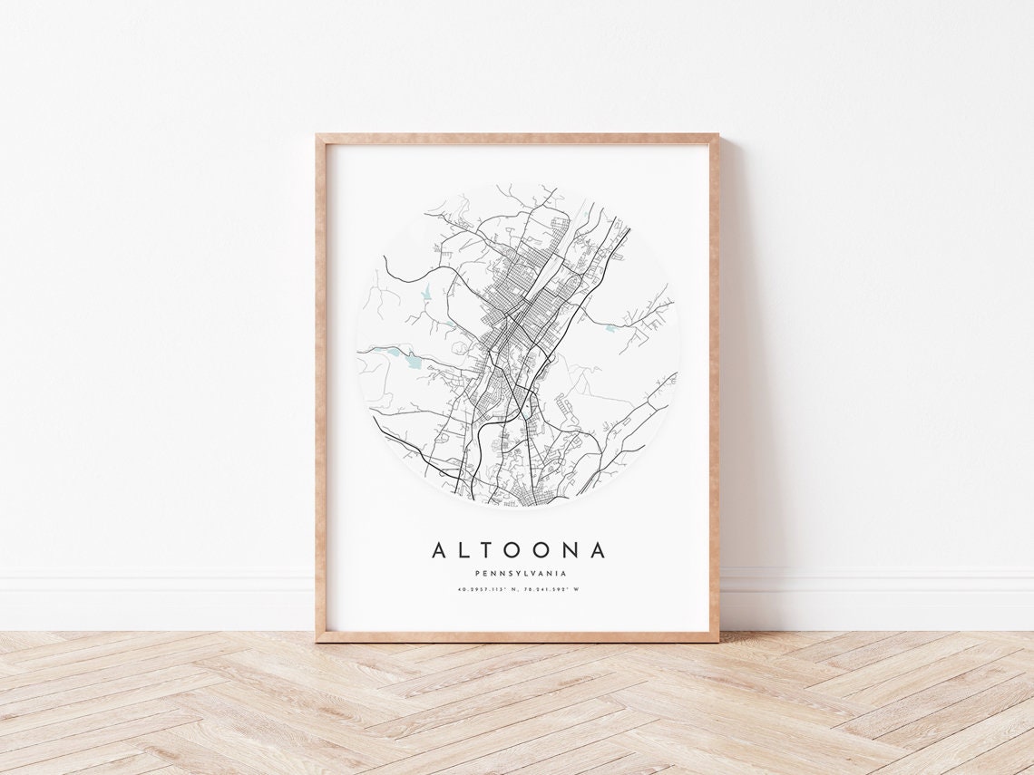 Altoona Map Print, Altoona Map Poster City Wall Art, Pa Road Map ...