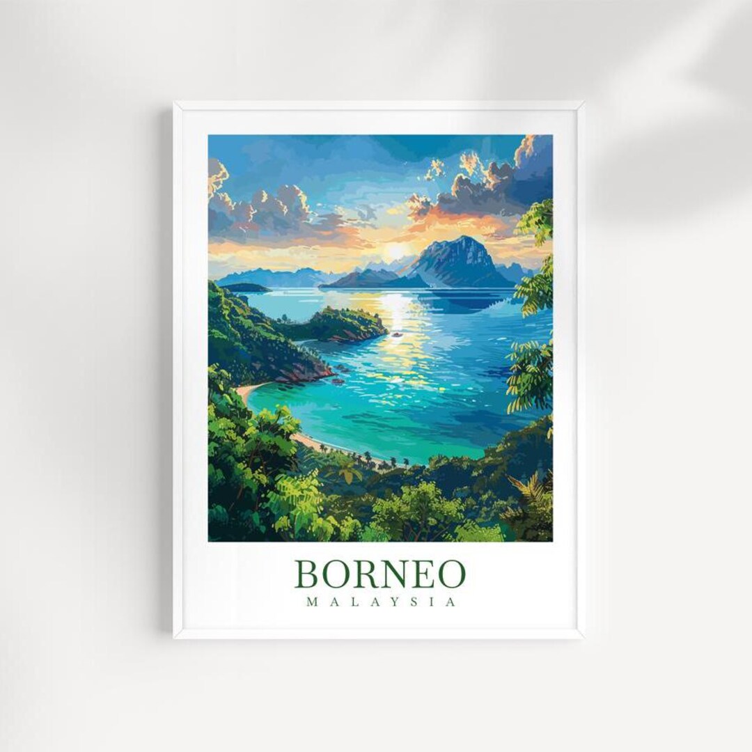 Borneo Poster Travel Print Asia Wall Decor Borneo Art Malaysia Birthday ...