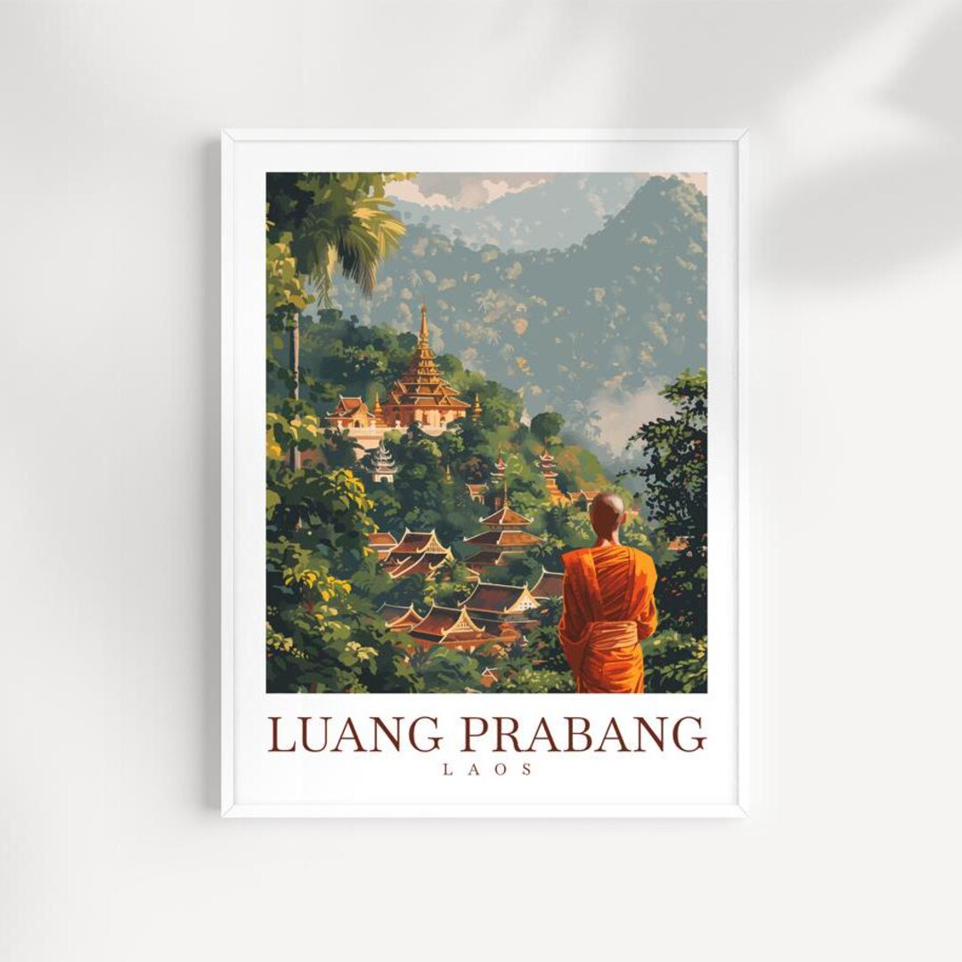 Luang Prabang Travel Print Laos Poster Wall Art Aisa Wall Hanging Home ...