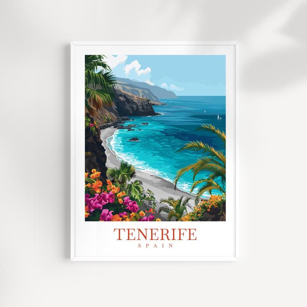 Tenerife Travel Print Spain Wall Art Tenerife Poster Wall Hanging Home ...