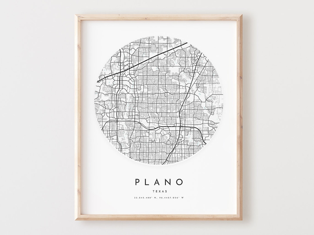 Plano Map Print, Plano Map Poster City Wall Art, Tx Road Map, Texas ...