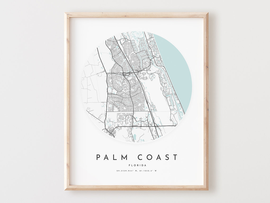 Palm Coast Map Print, Palm Coast Map Poster City Wall Art, Fl Road Map ...