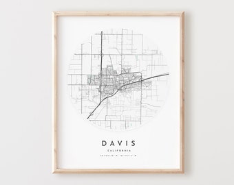 Davis Map Print, Davis Map Poster Wall Art, Ca City Map, California ...