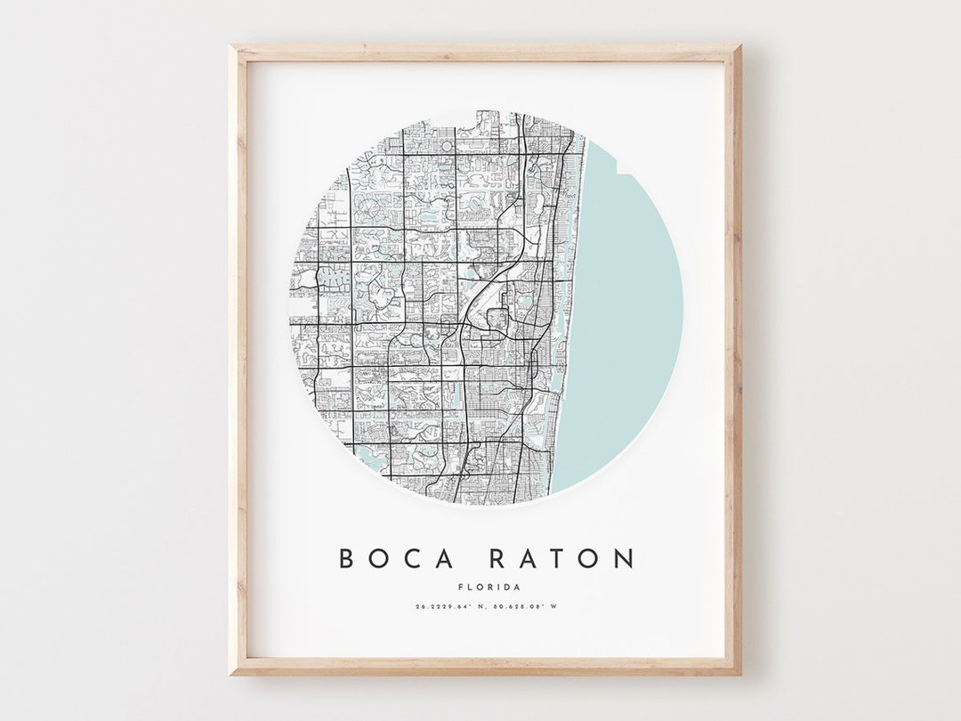 Boca Raton Map Print, Boca Raton Map Poster City Wall Art, Fl Road Map ...