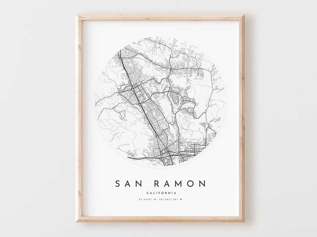 San Ramon Map Print, San Ramon Map Poster City Wall Art, Ca Road Map ...
