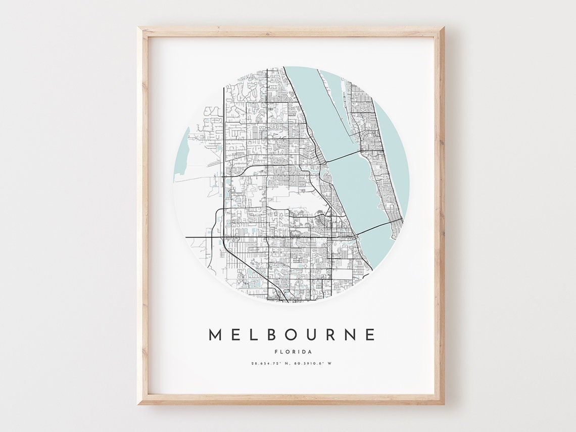 Melbourne Map Print Melbourne Map Poster City Wall Art Fl - Etsy