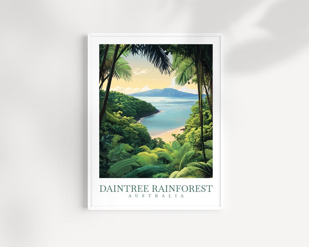 Daintree Rainforest Print Australia Travel Poster Cairns Illustrated ...