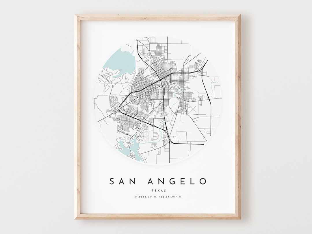 San Angelo Map Print, San Angelo Map Poster City Wall Art, Tx Road Map ...